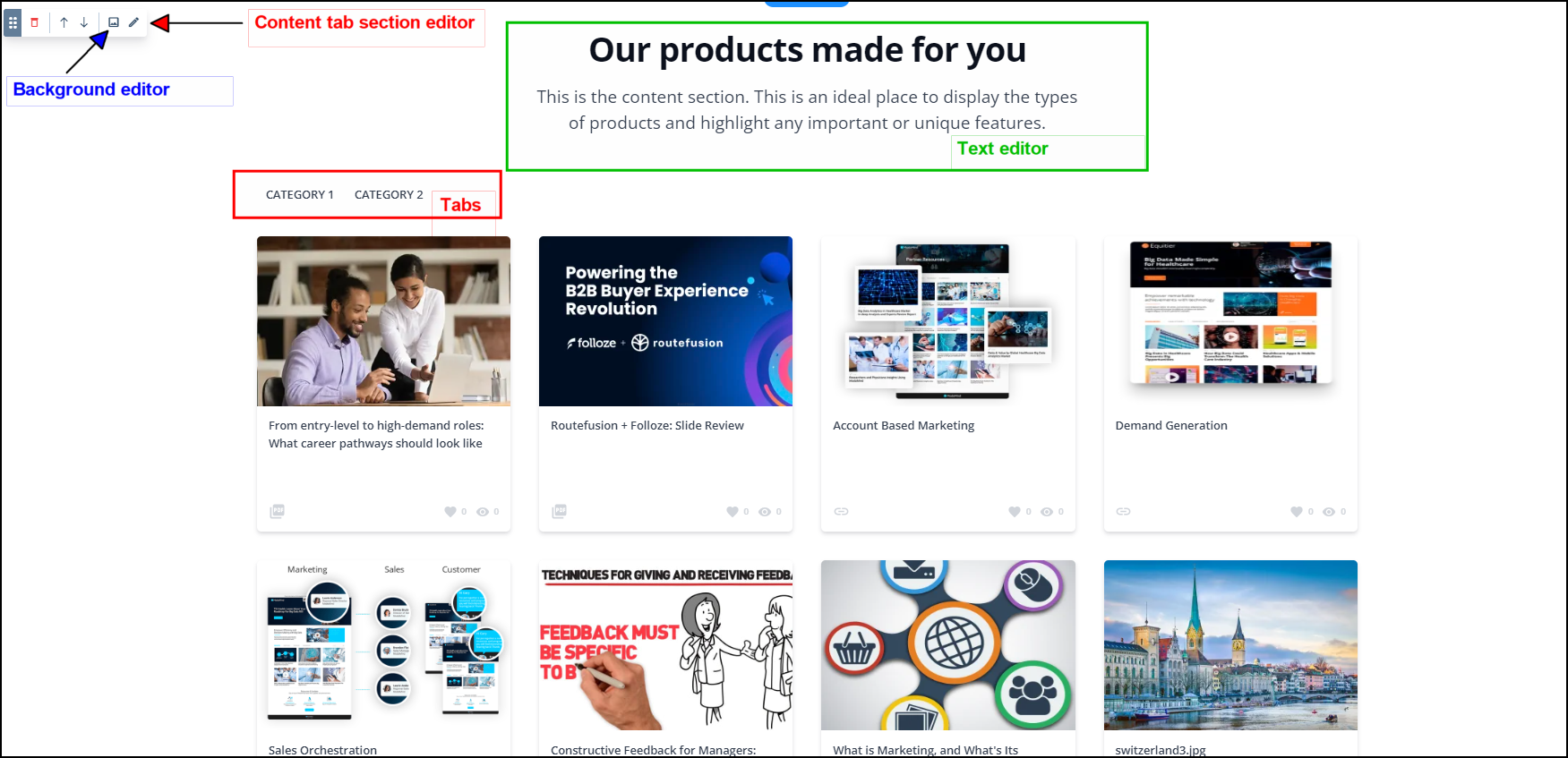 Designing a Content with Tabs Section BuyEx3.0