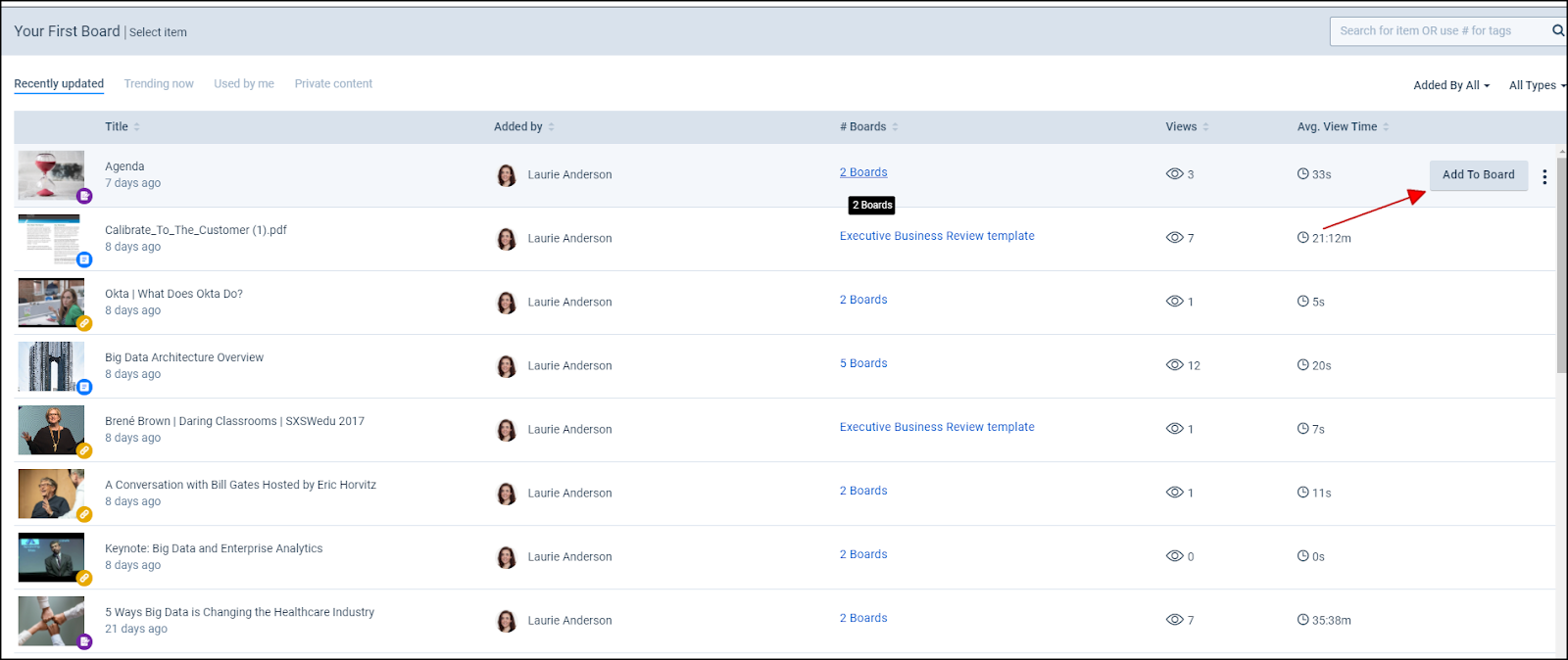 Adding a Content Center Item to a Board