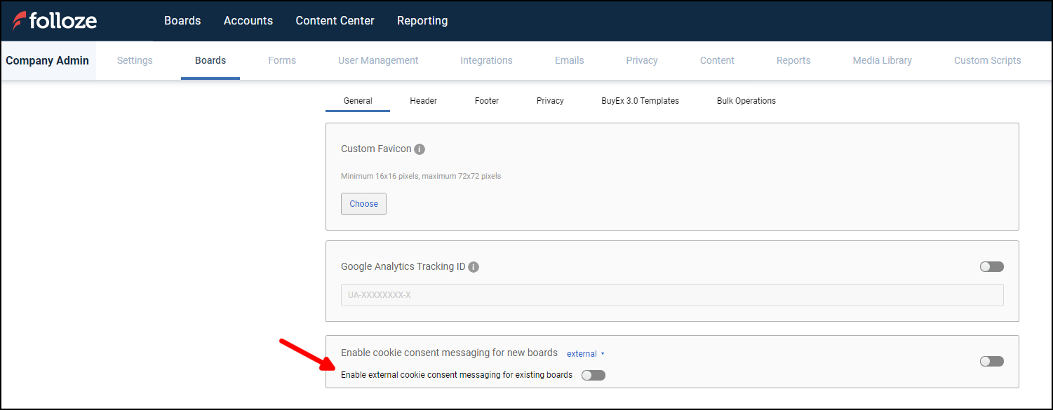 Creating Cookie Consent Messages for Company Boards