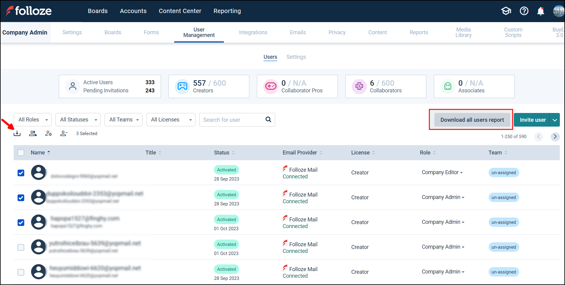 Managing Folloze Users